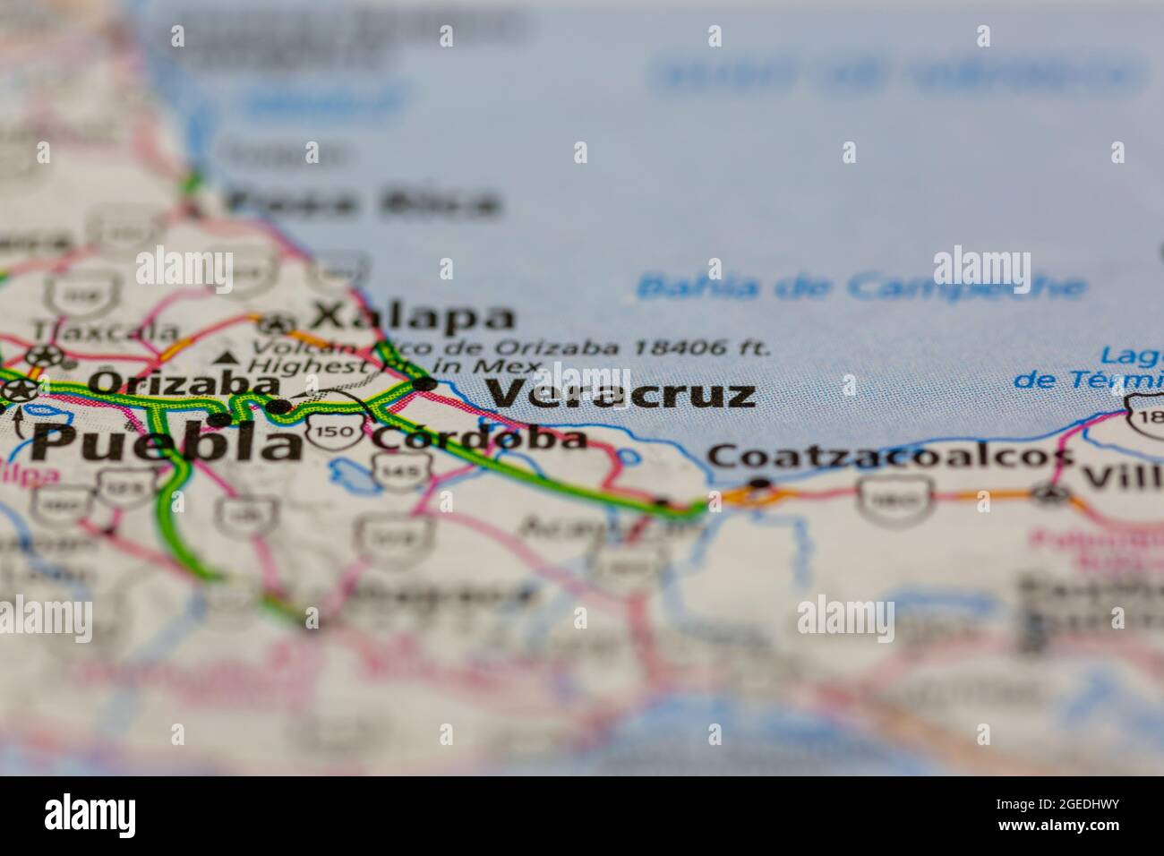 Veracruz Mexico shown on a road map or Geography map Stock Photo - Alamy