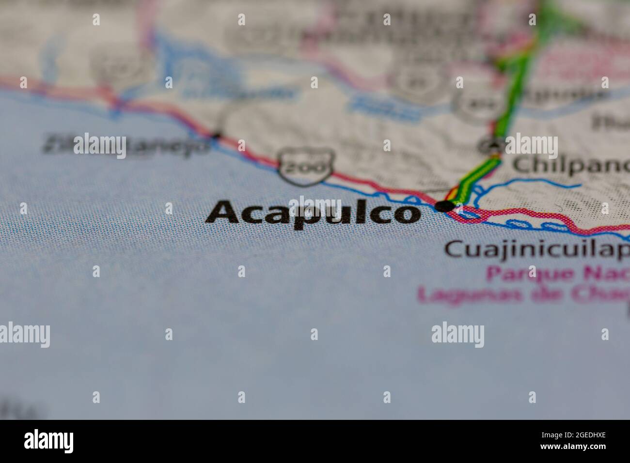Acapulco Mexico shown on a road map or Geography map Stock Photo - Alamy