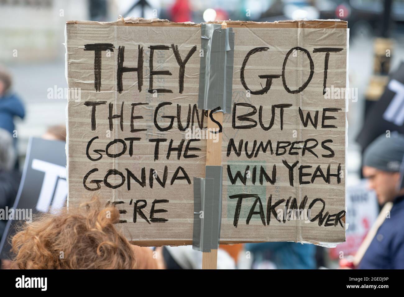 London, UK. 11th January 2020. Anti war protest sign at the NO WAR WITH ...