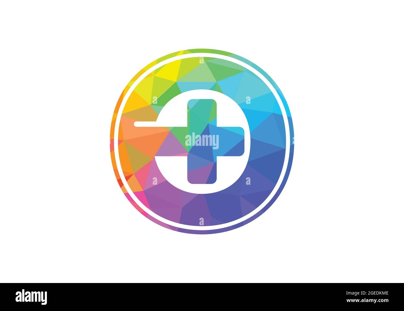 Initial O monogram alphabet with a plus logo sign. Low poly art style ...