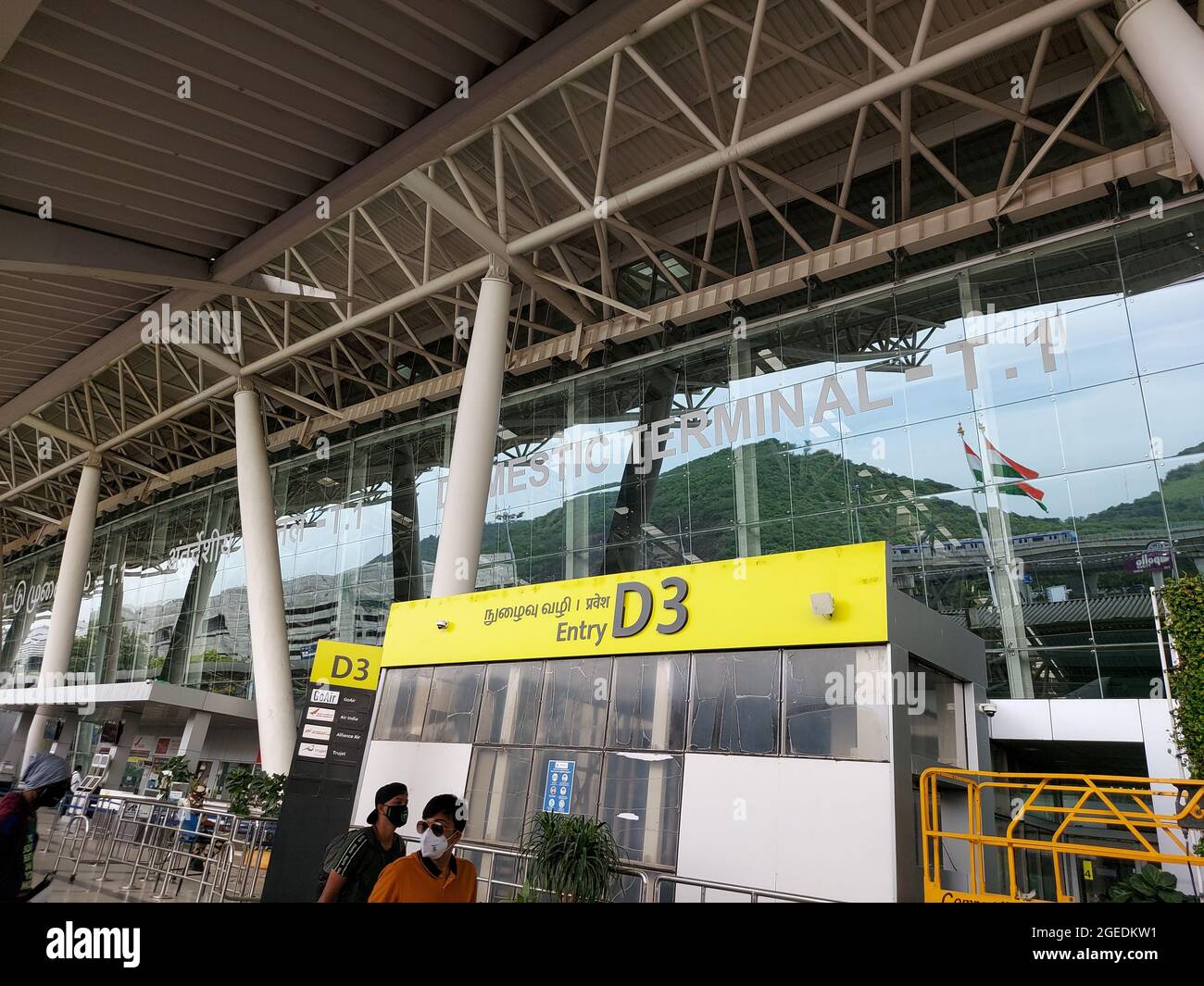 CHENNAI, INDIA - Jul 29, 2021: A closeup shot of domestic airport gate ...