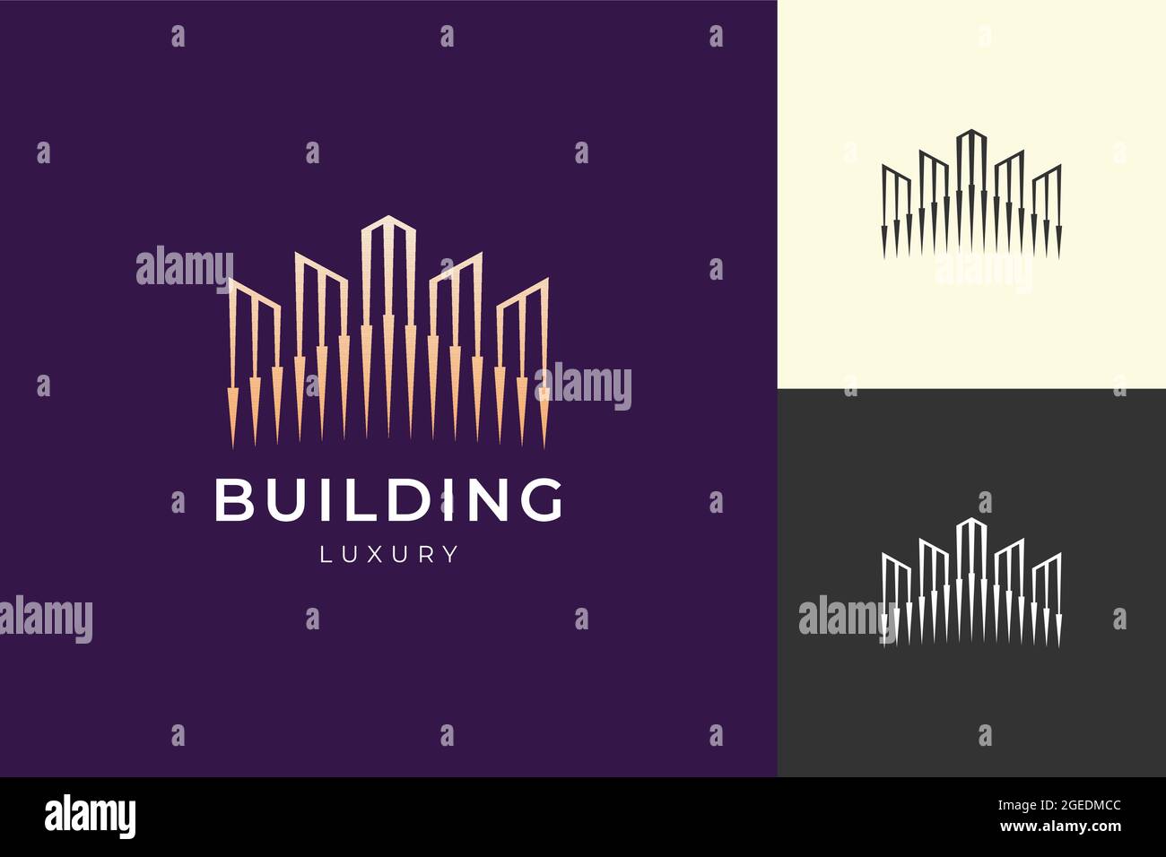 Property building or hotel logo in luxury gold color and futuristic ...