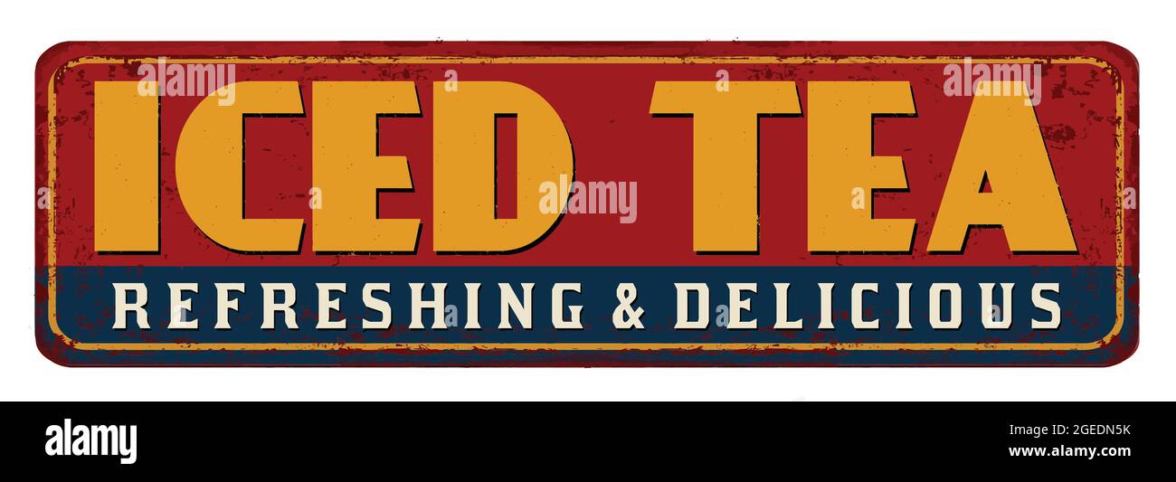 Iced tea vintage rusty metal sign on a white background, vector ...