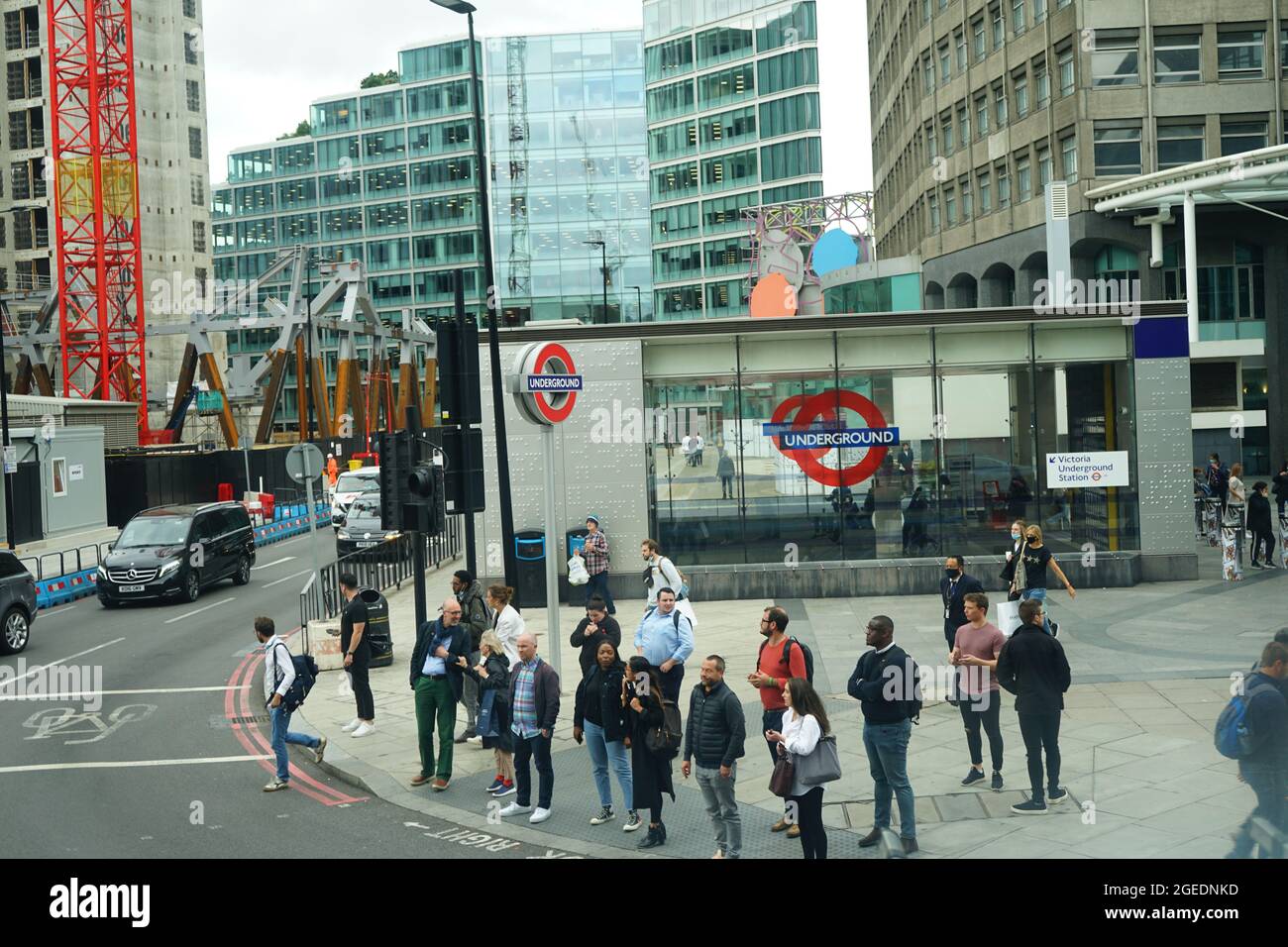 A birds-eye view of pedestrian outside London Victoria station Stock ...