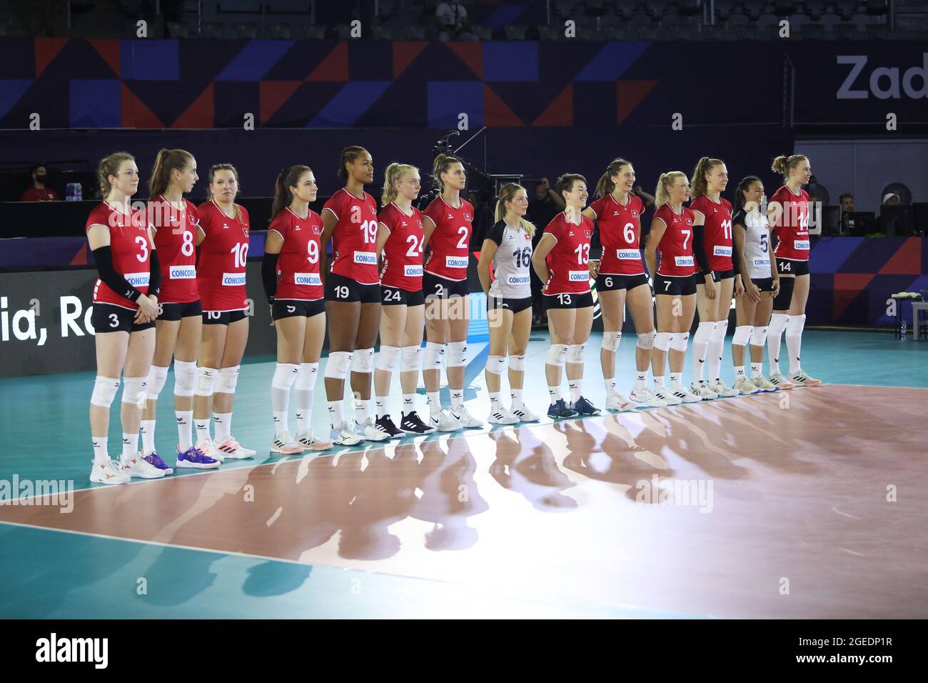 Switzerland team before CEV EuroVolley 2021 Women volleyball game ...