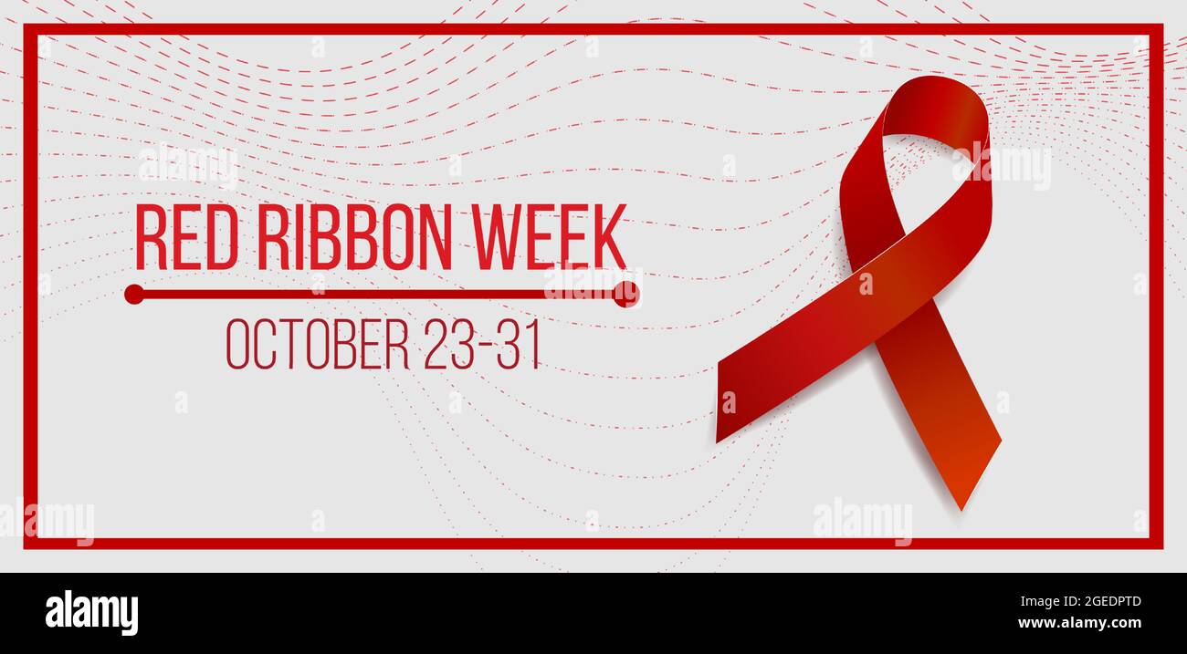 Red ribbon week concept. Banner with red ribbon awareness and text ...