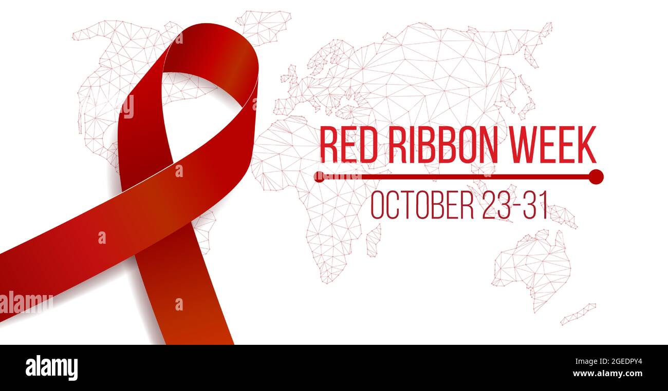 Red ribbon week concept. Banner with red ribbon awareness and text ...