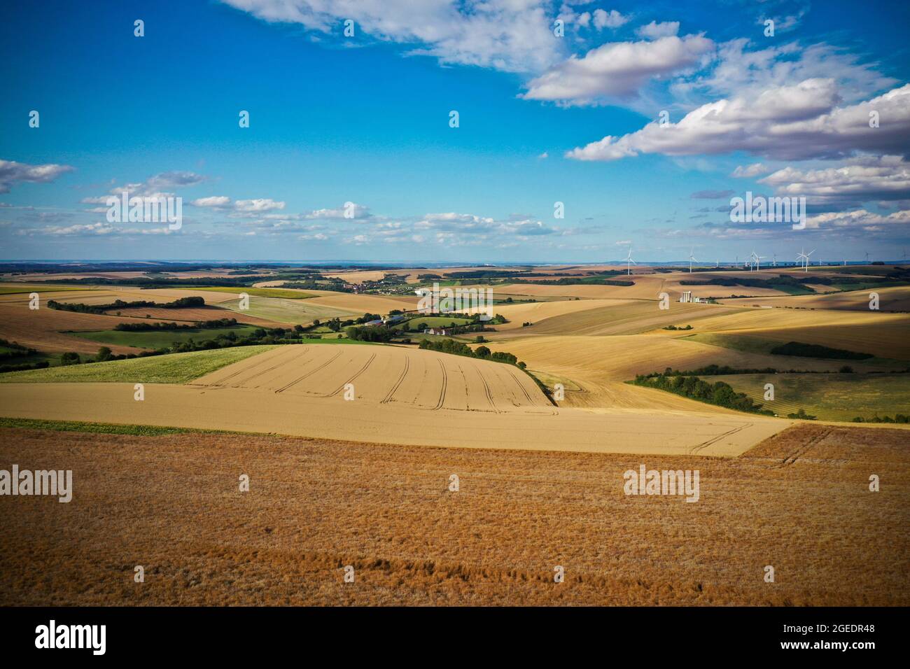 aerial view of the French countryside in Bourgogne with a drone Stock ...