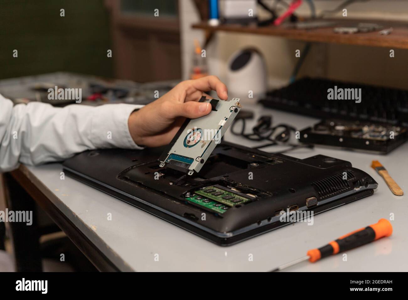 Server room man operating laptop hi-res stock photography and images ...