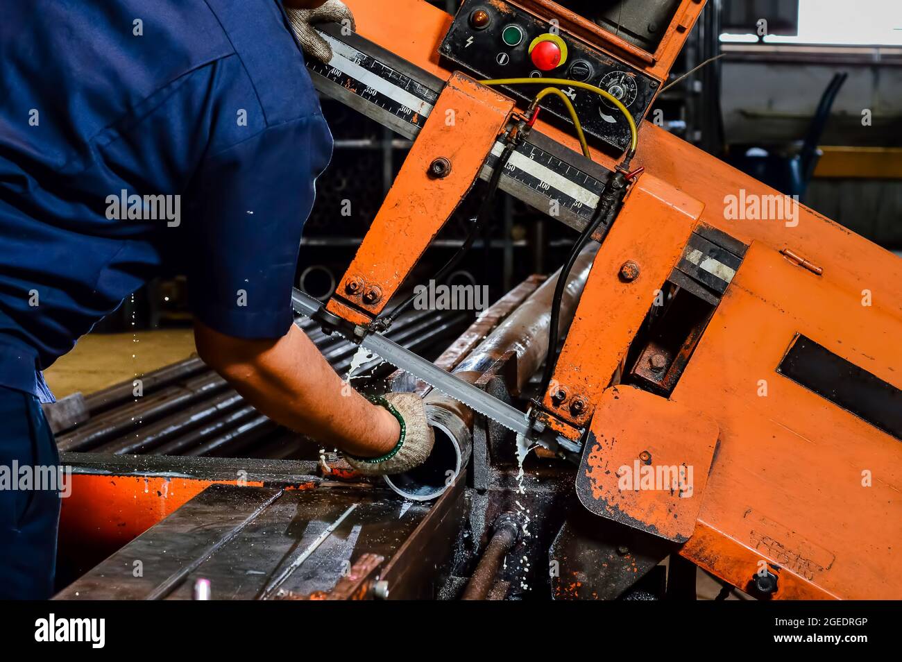 a worker working with cutting machine Stock Photo - Alamy