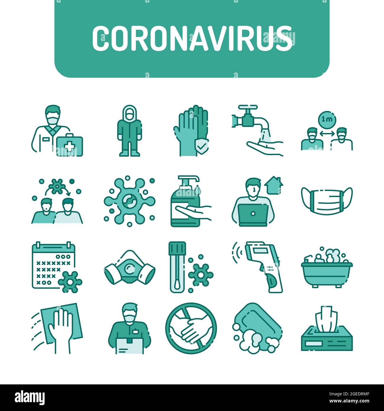 Prevent spread coronavirus color line icons set Stock Vector Image ...
