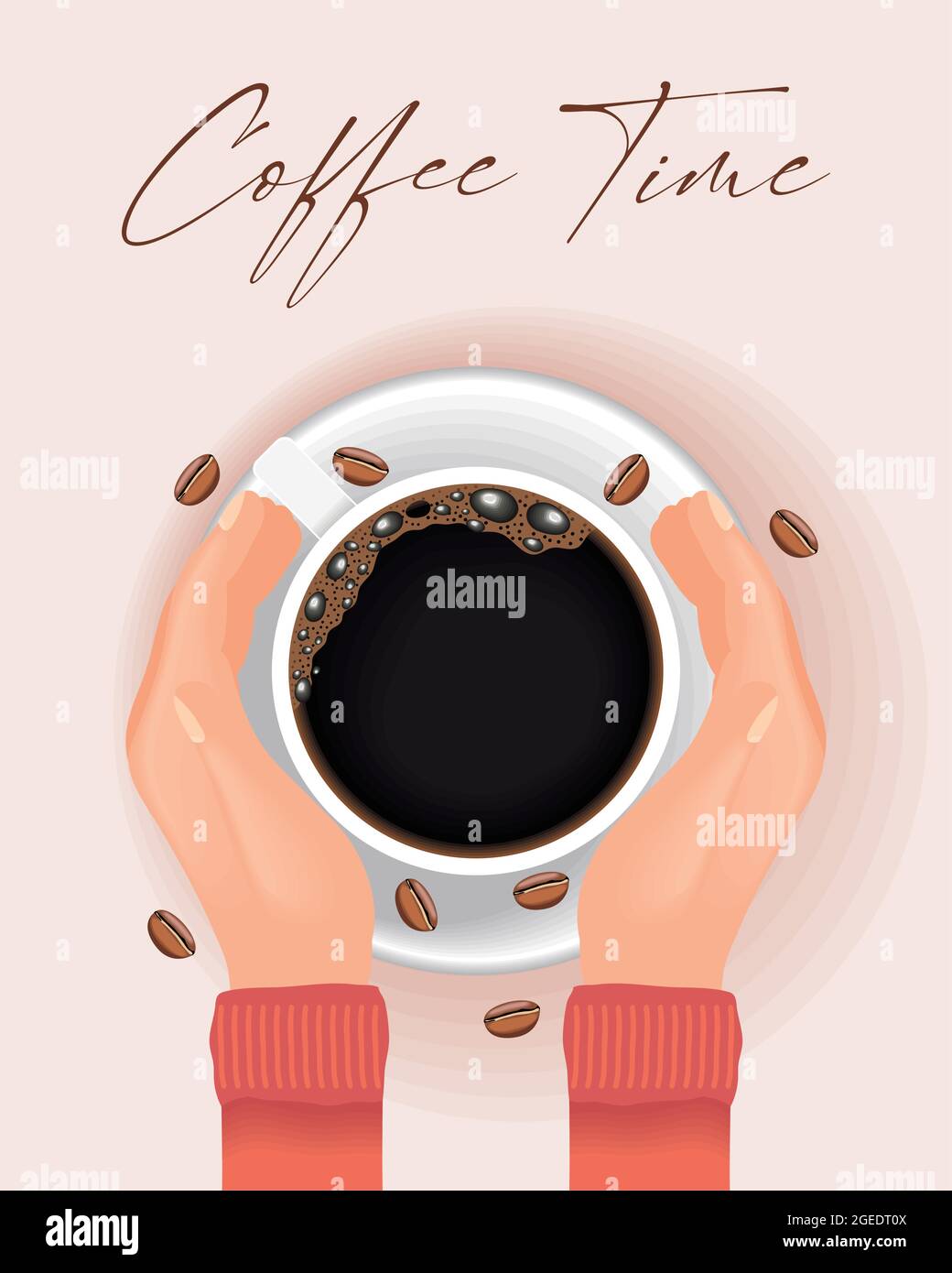 coffee break card with hands and cup Stock Vector Image & Art - Alamy