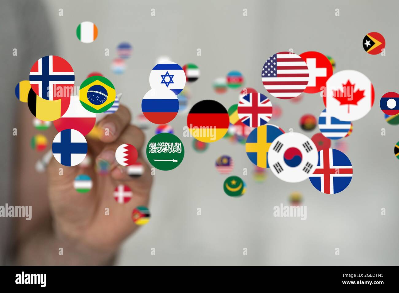 3D render of national flags of the world - global communication and ...