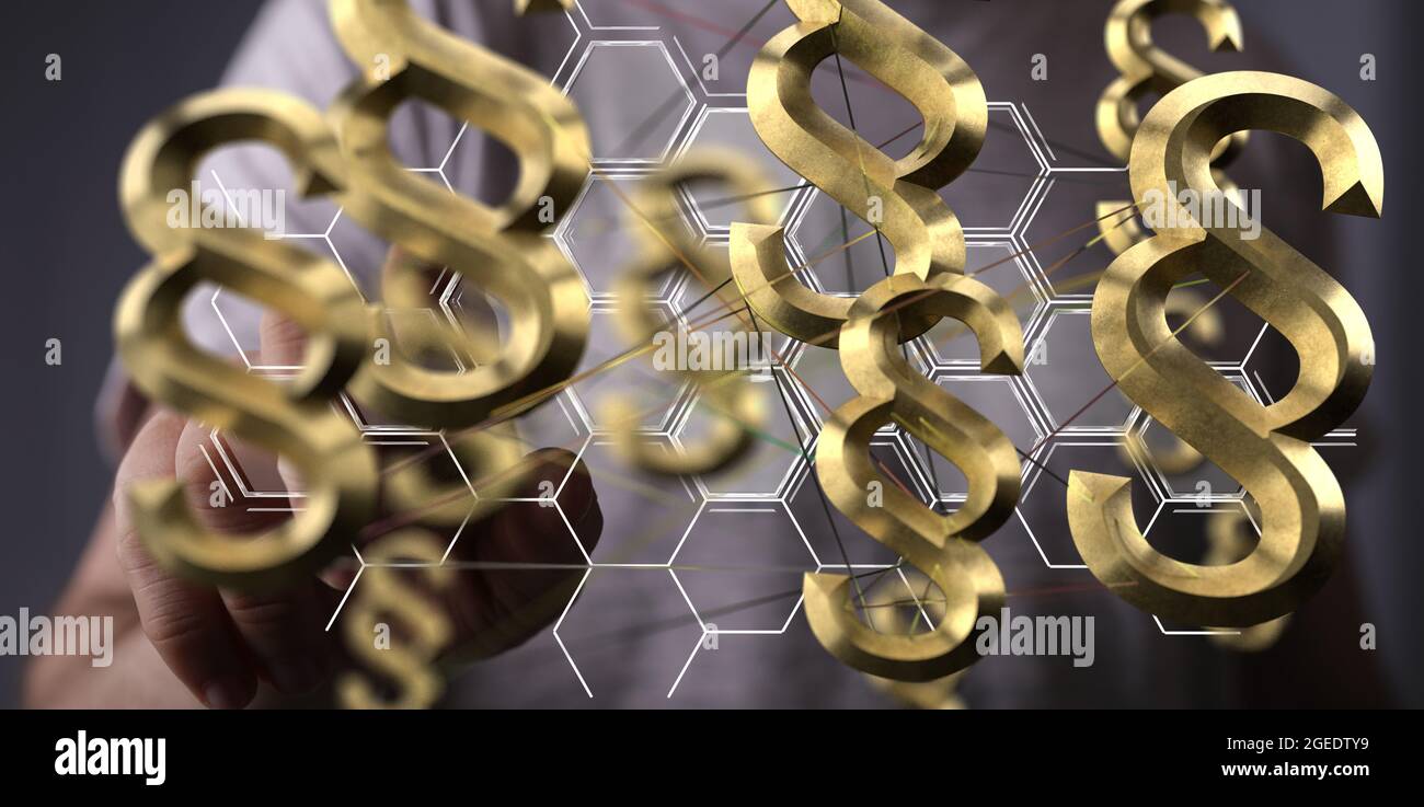 3D rendering law paragraph icons Stock Photo - Alamy