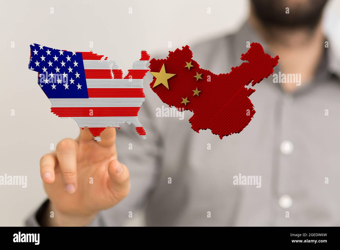 Digital concept introducing the us and china trade partner maps Stock Photo - Alamy