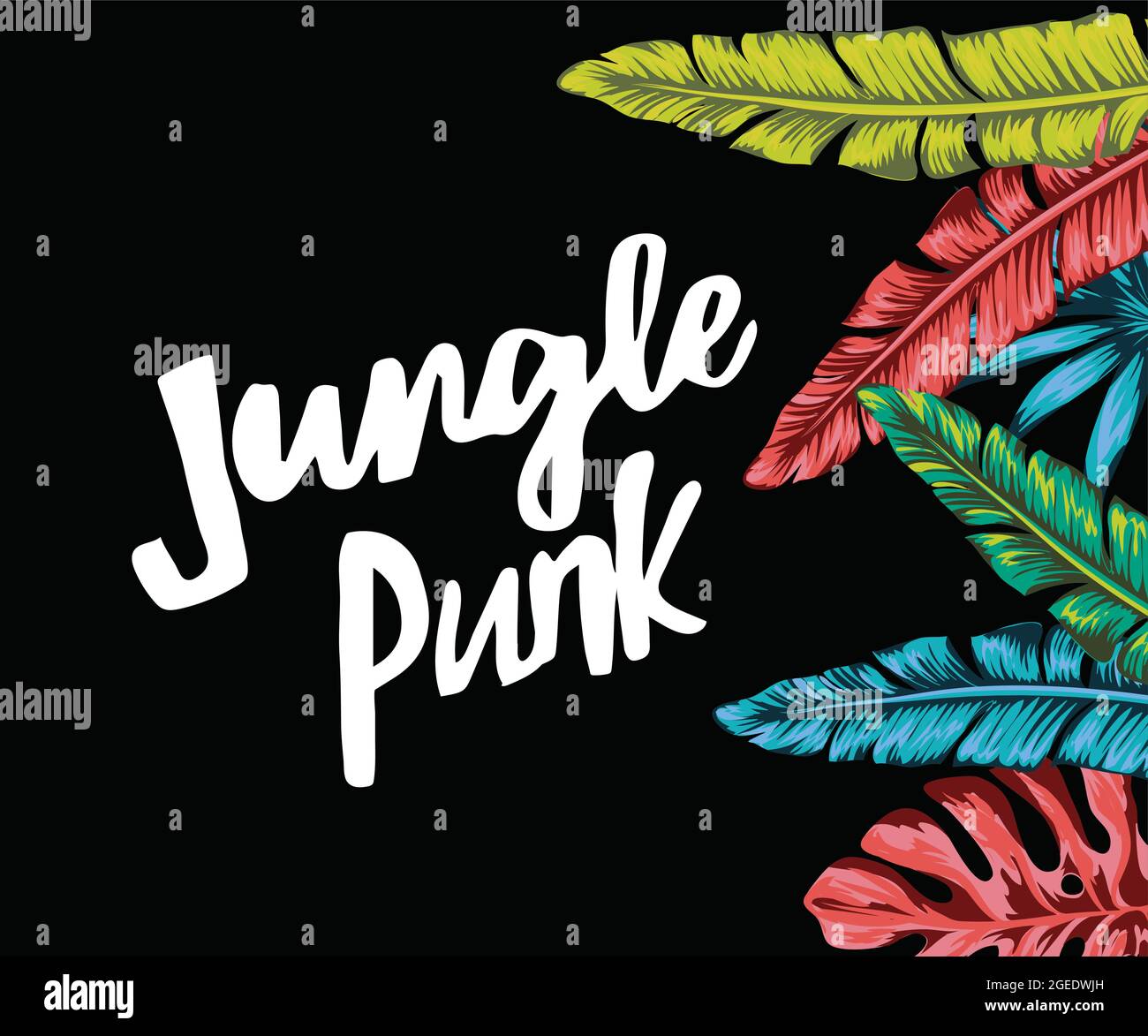 jungle punk banners for social media, tropical jungle decoration in ...