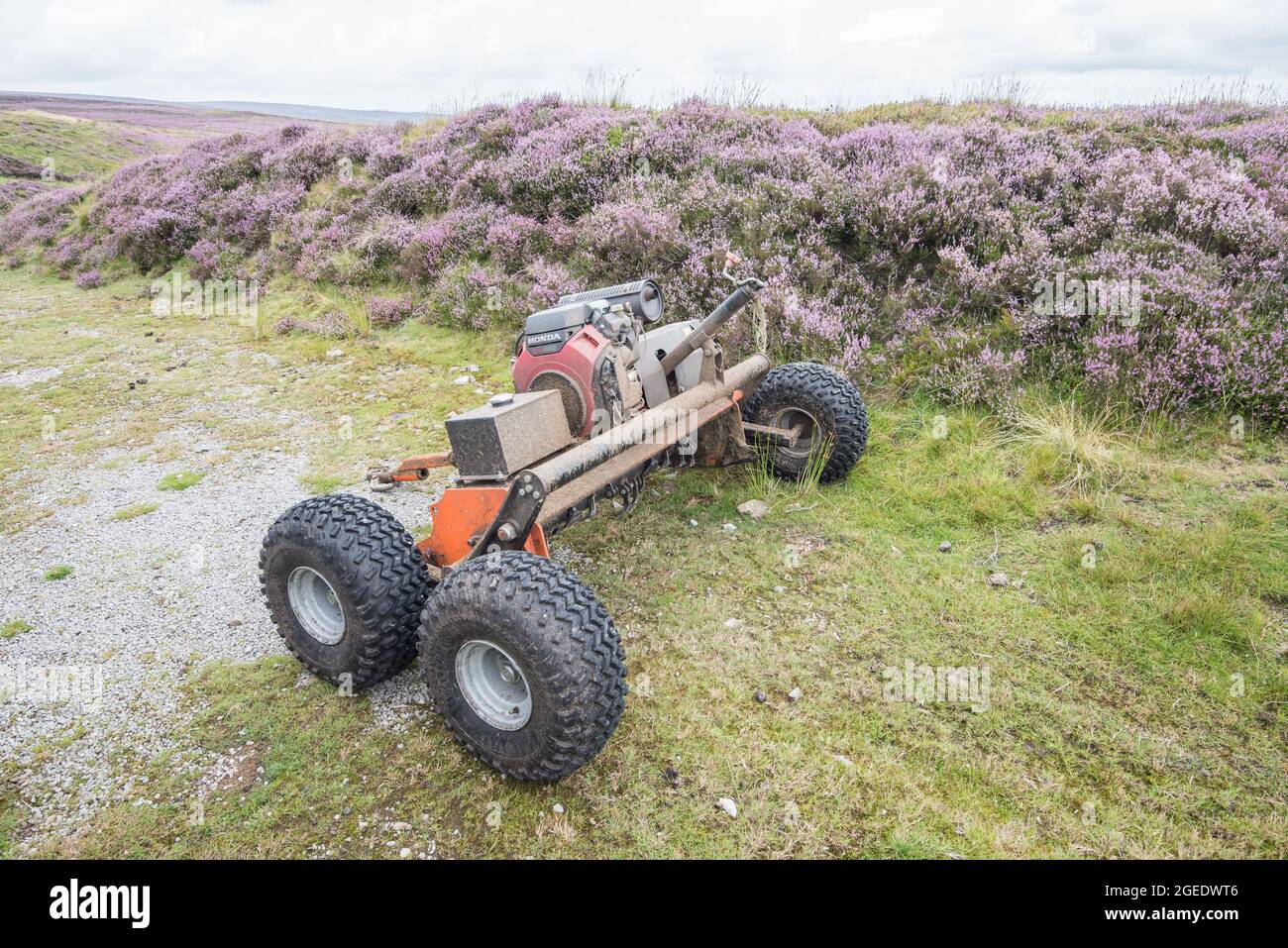 ATV flail mower in use on Bolton Abbey estate probably for cutting back ...