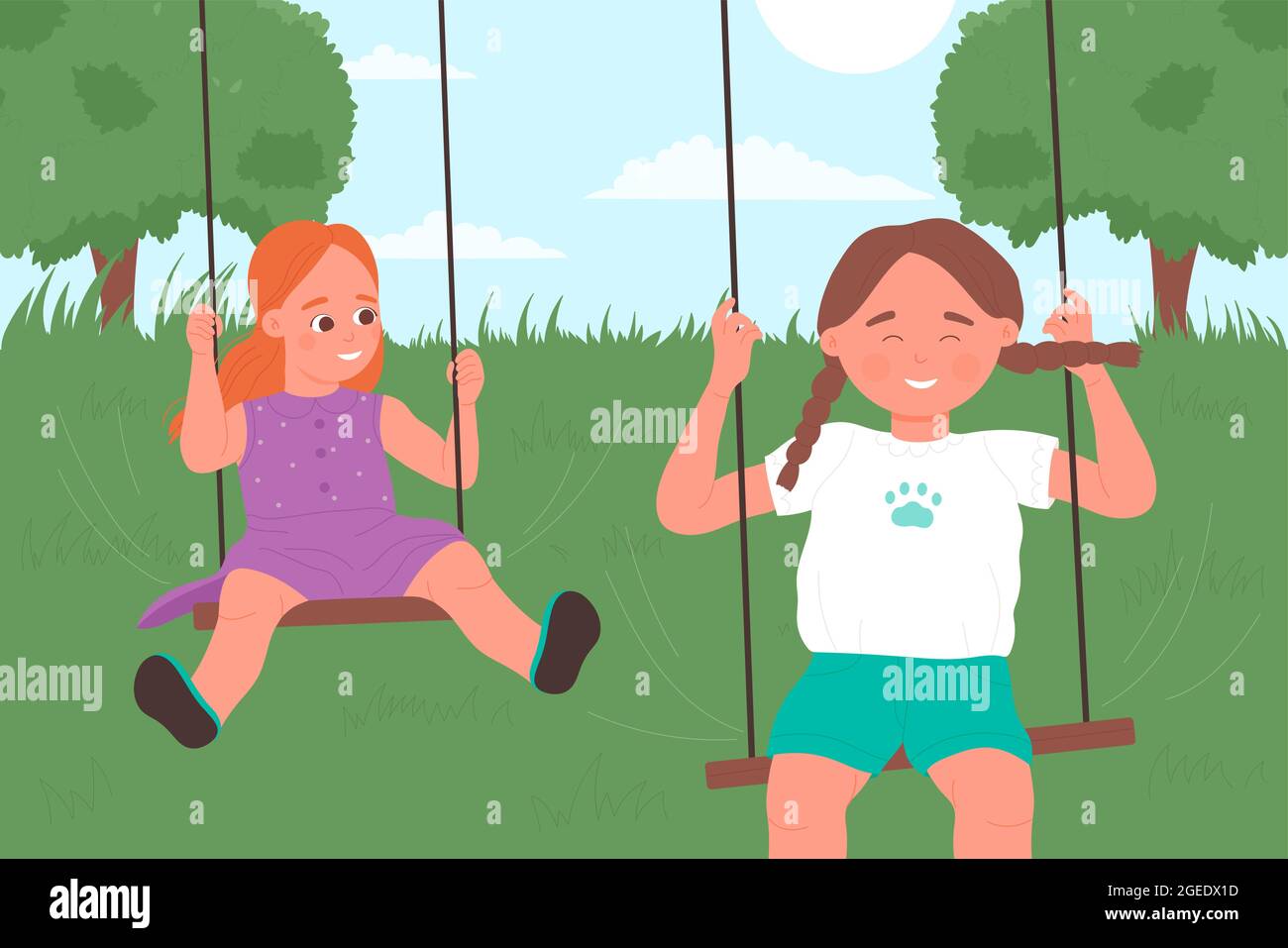 Playground Cartoon Swing