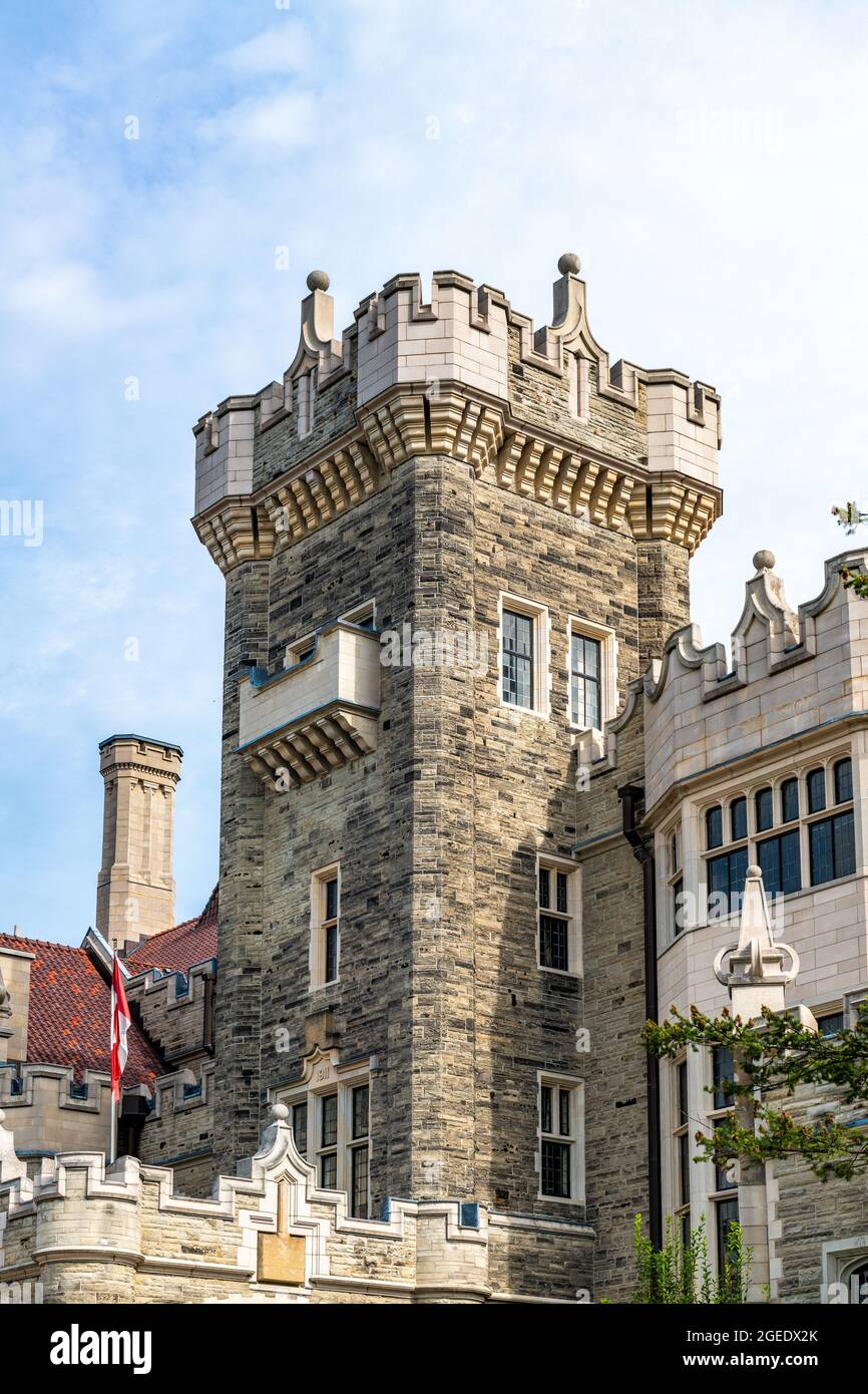 Exterior walls architecture of Casa Loma. Casa Loma is a Gothic Revival ...