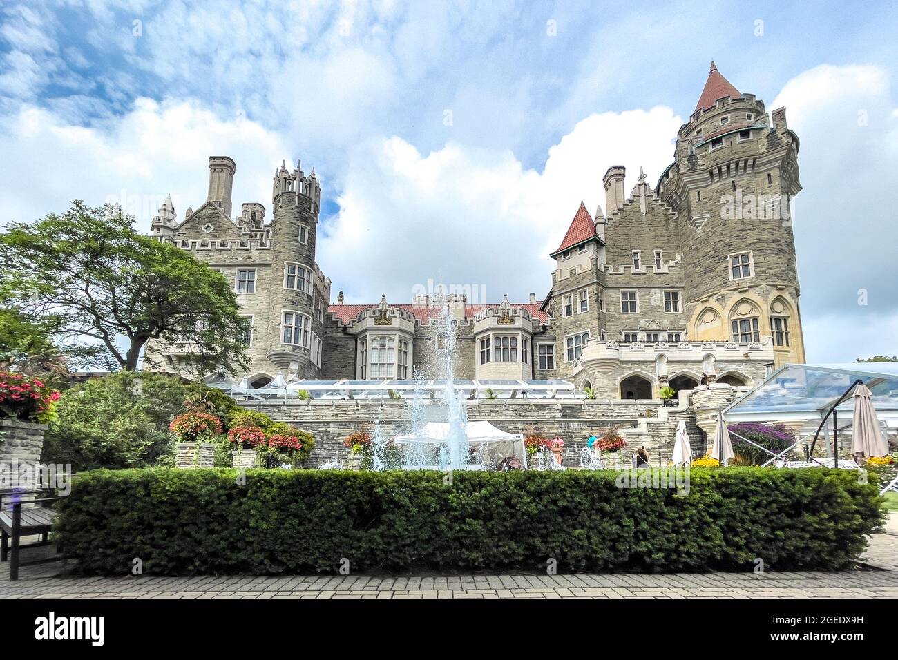 Exterior walls architecture of Casa Loma. Casa Loma is a Gothic Revival ...