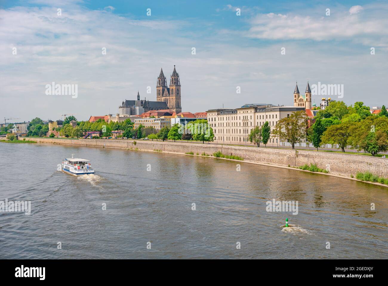 View over old cathedral at historical downtown in Magdeburg with a ...
