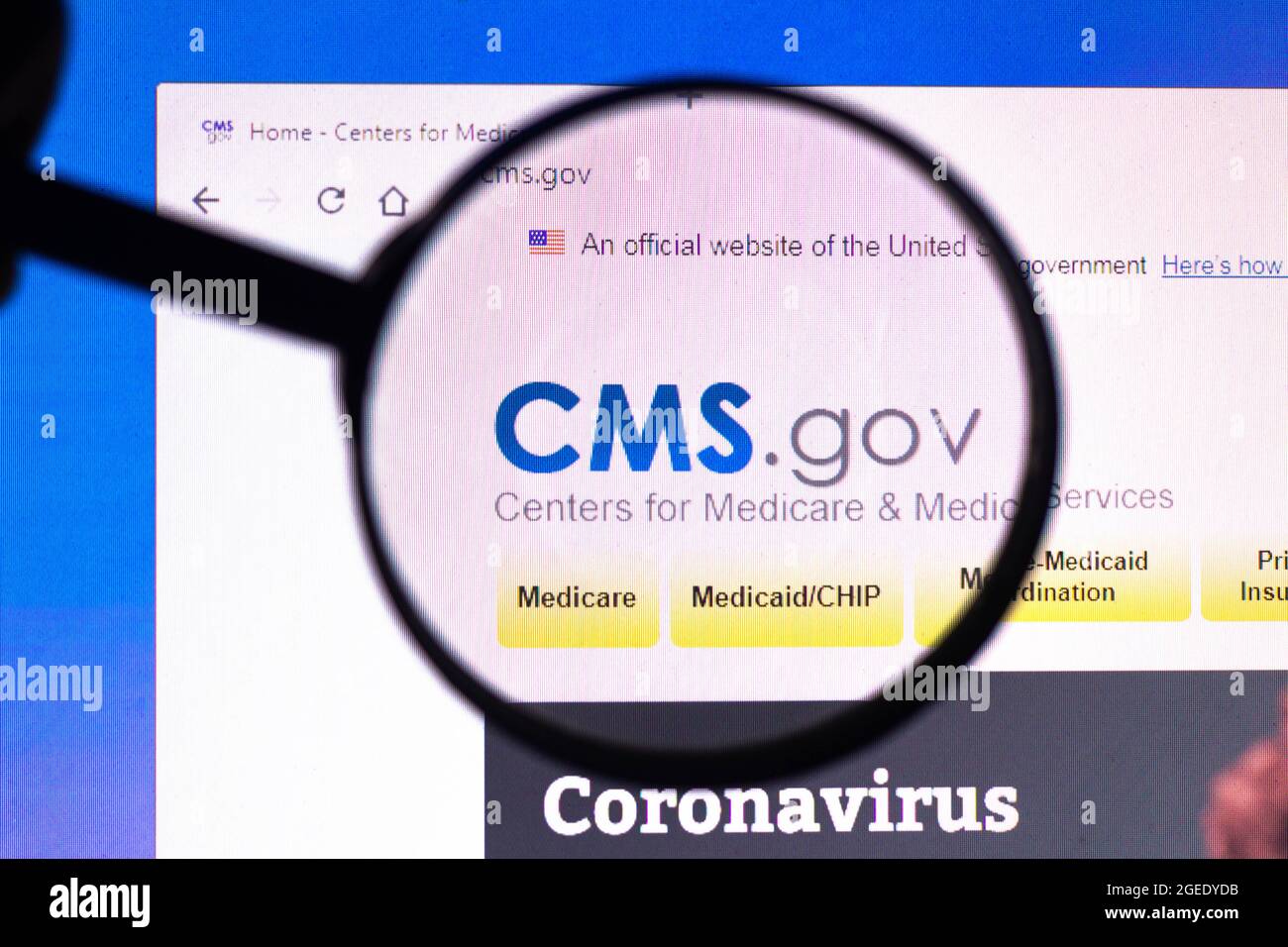 In this photo illustration the homepage of the CMS.GOV website seen on ...