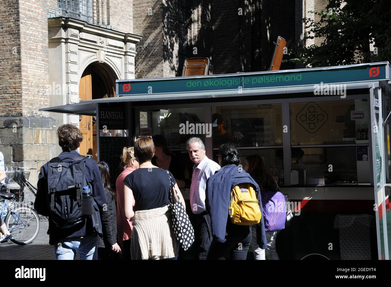 Copenhagen Denmark 17 August 2016- shoppers at danish organic hot dog ...