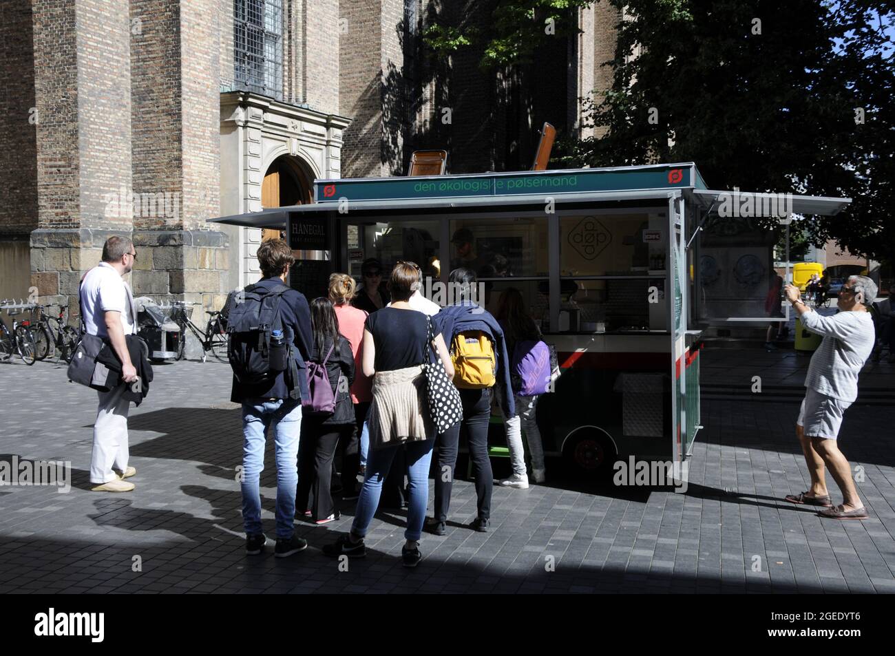 Copenhagen Denmark 17 August 2016- shoppers at danish organic hot dog ...