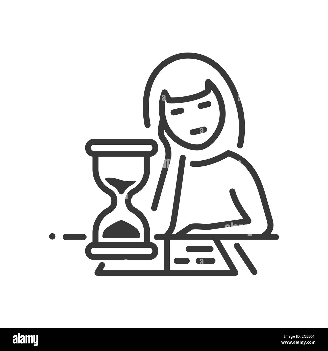 Procrastination - vector line design single isolated icon on white ...