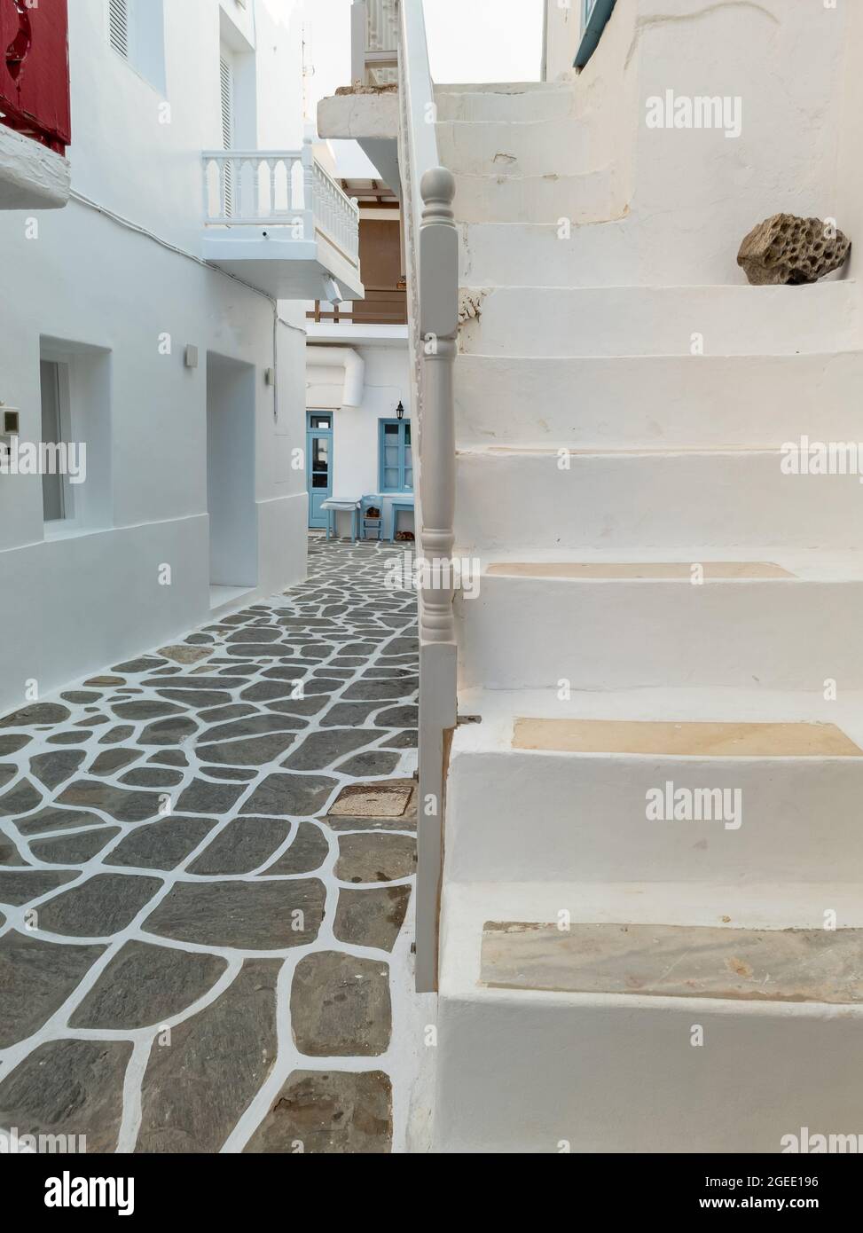 Destination Paros island, with whitewashed traditional stonewall houses ...