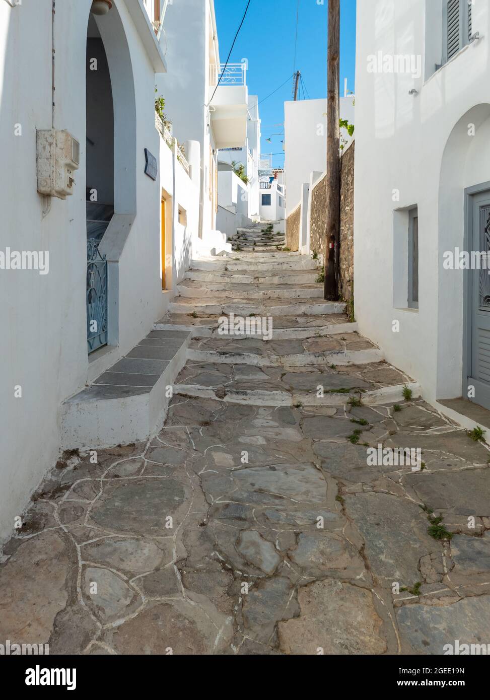 Sifnos island, Apollonia village summer destination Greece. Traditional ...