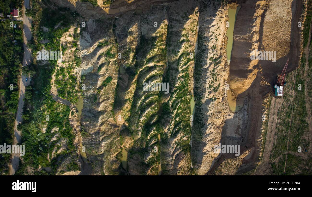 Aerial view of sand quarry - aerial photography Stock Photo - Alamy