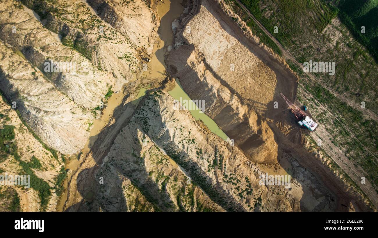 Aerial view of sand quarry - aerial photography Stock Photo - Alamy