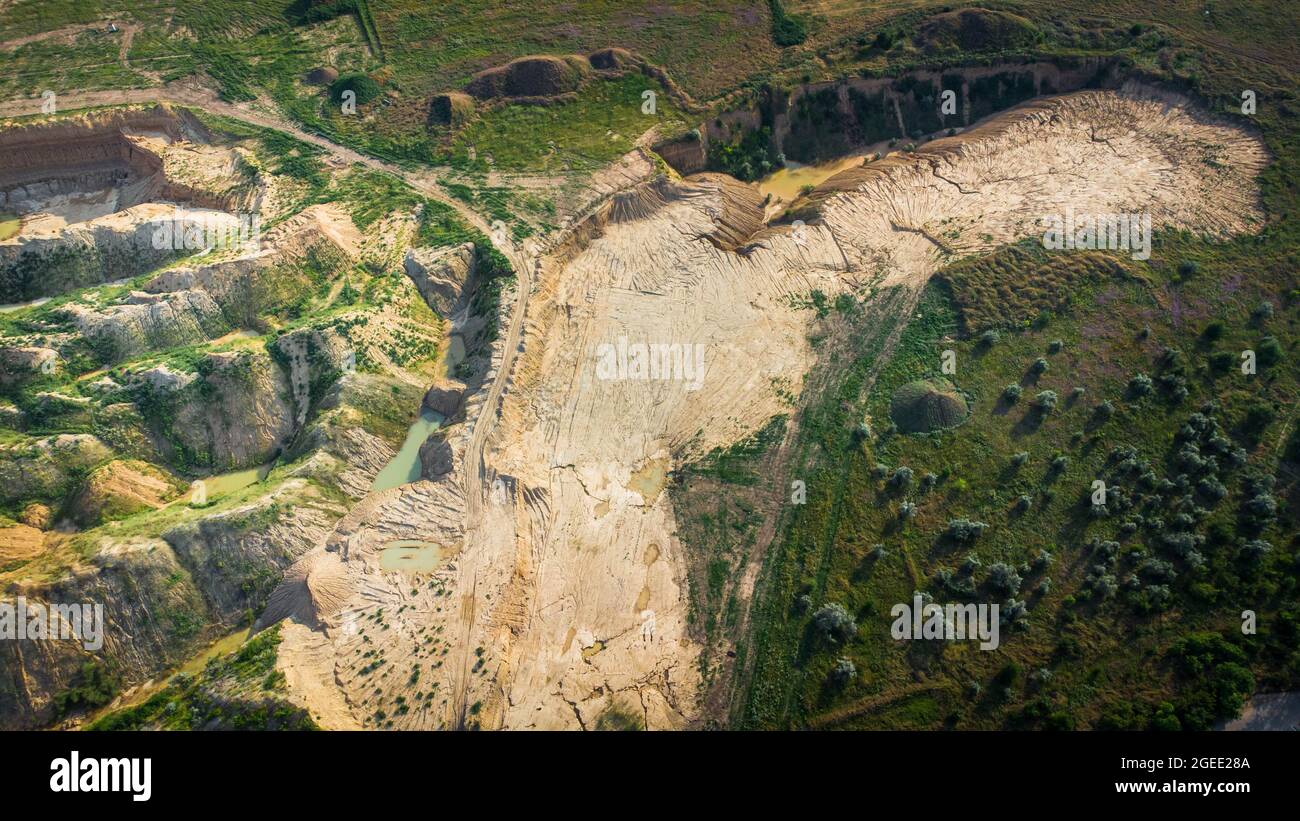 Aerial view of sand quarry - aerial photography Stock Photo - Alamy