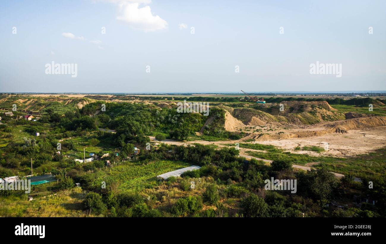 Aerial view of sand quarry - aerial photography Stock Photo - Alamy