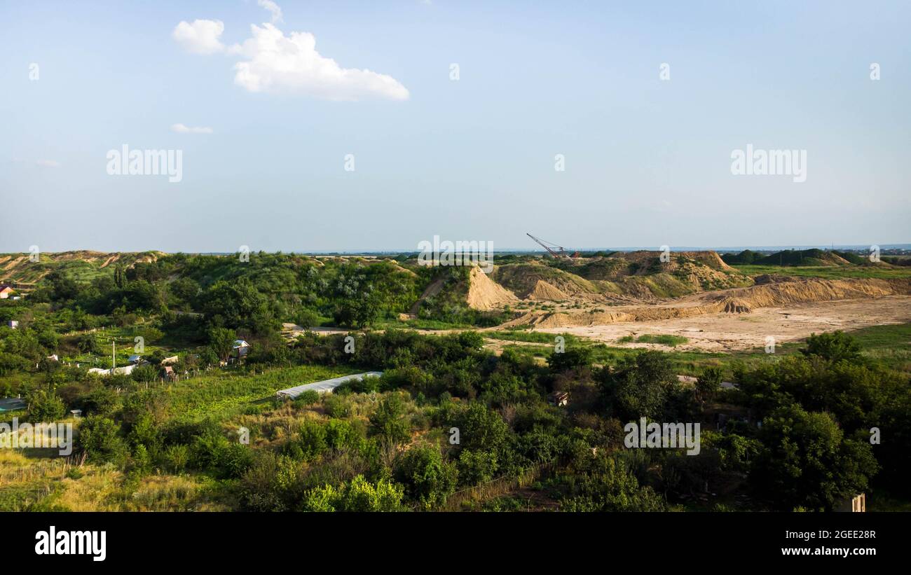 Aerial view of sand quarry - aerial photography Stock Photo - Alamy