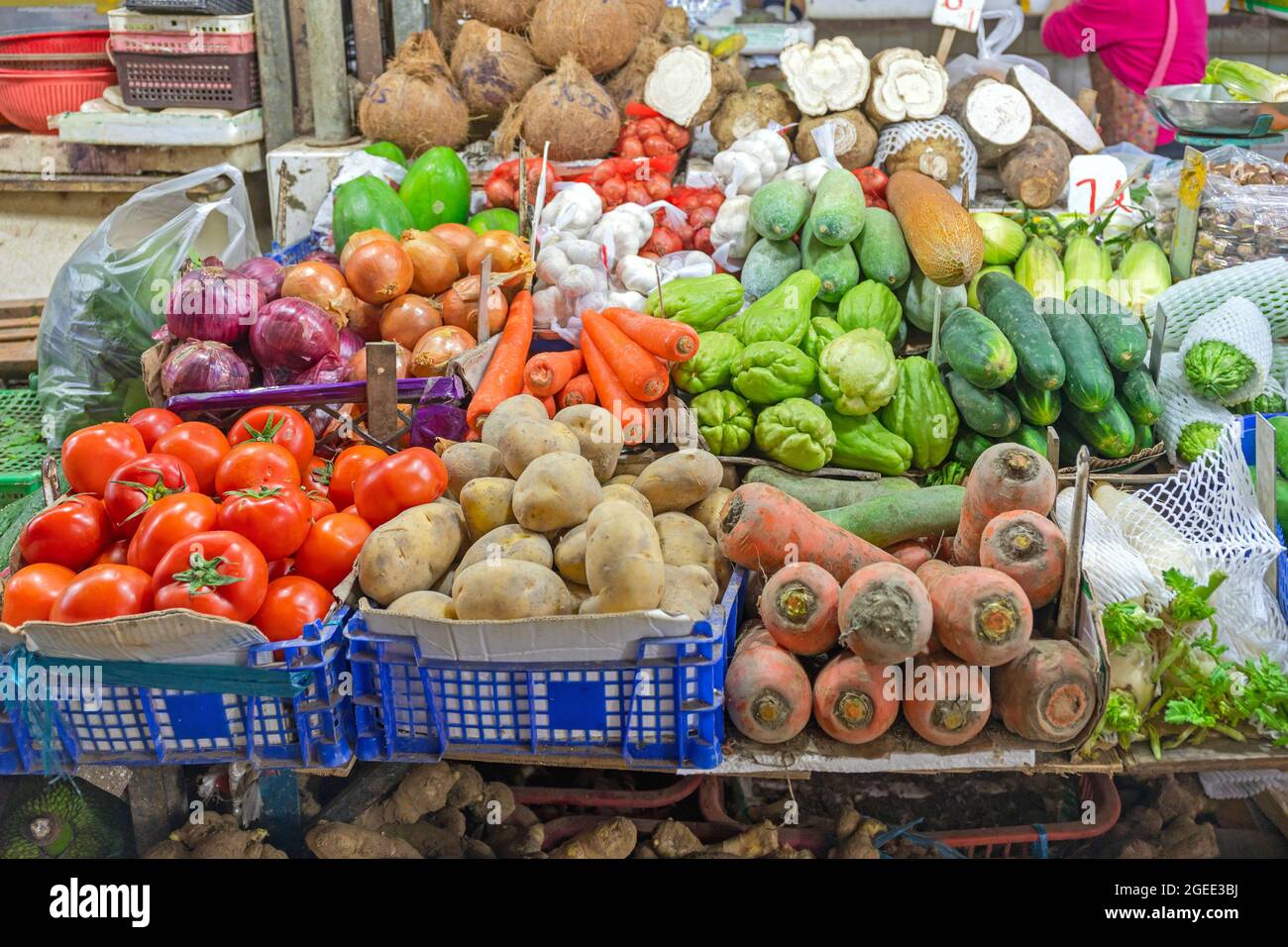 Vegetables Stall at Farmers Market in Asia Stock Photo - Alamy