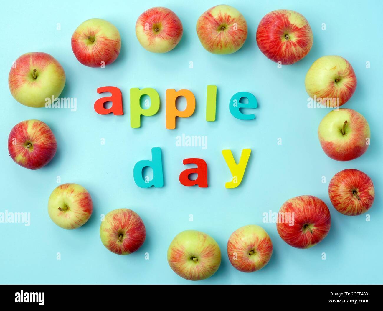 National Apple Day. Red apple, October 21. Top view Stock Photo - Alamy