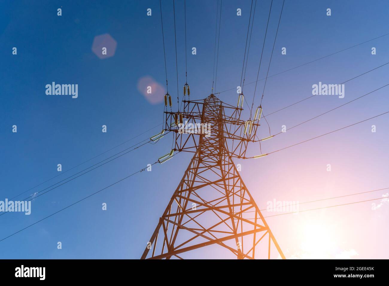 High voltage power transmission towers Have a complex steel structure ...