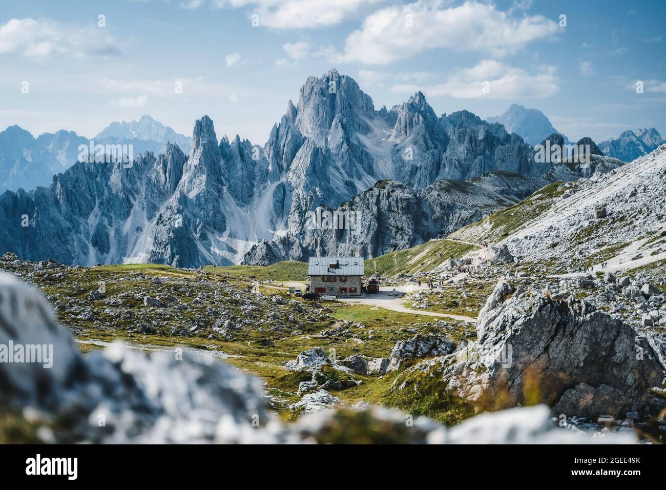 Rifugio Lavaredo with Cadini di Misurina mountain group in background ...
