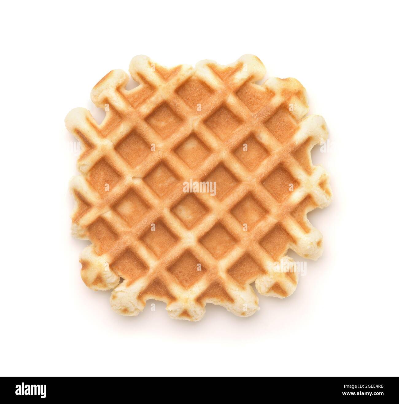 Top view of single homemade belgian waffle isolated on white Stock ...