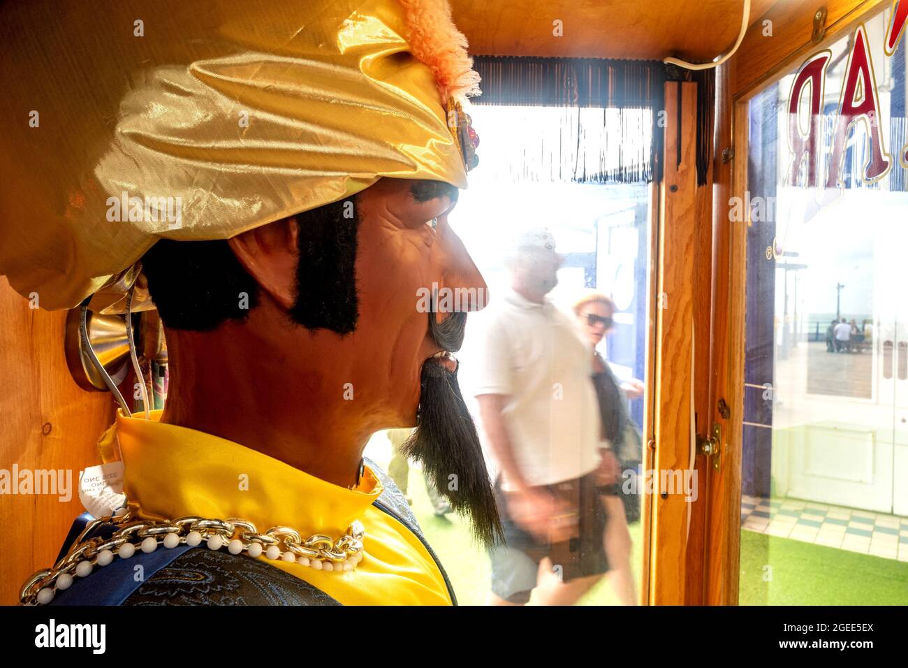 Eastbourne, August 2021: The Great Zoltar pier attraction on Eastbourne ...