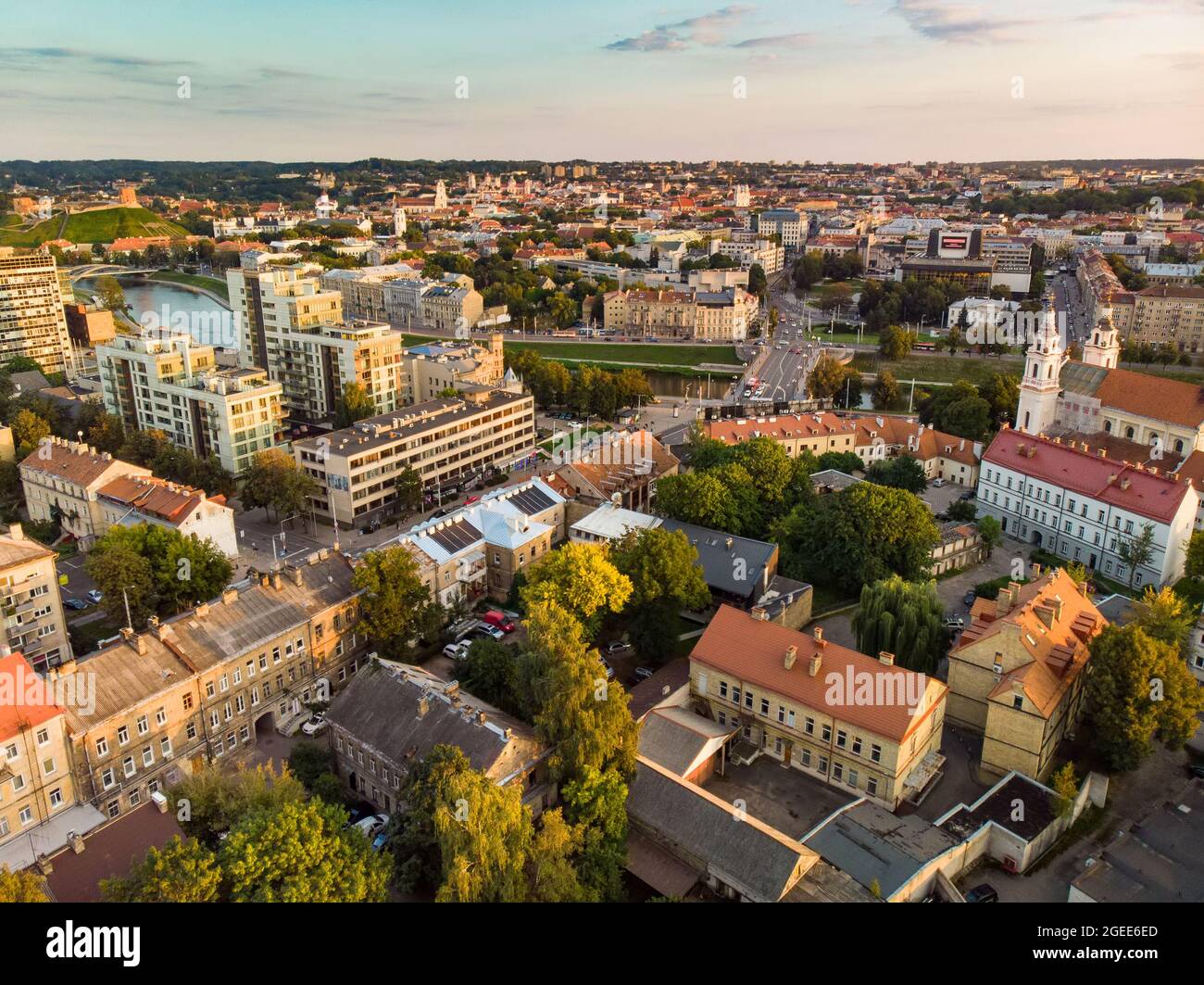 Beautiful Vilnius city panorama in autumn with orange and yellow ...