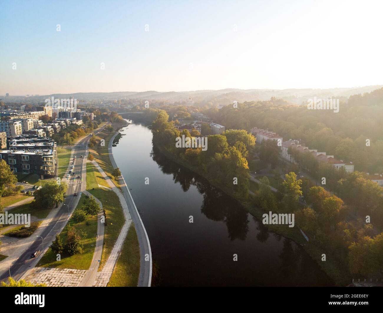 Beautiful Vilnius city panorama in autumn with orange and yellow ...