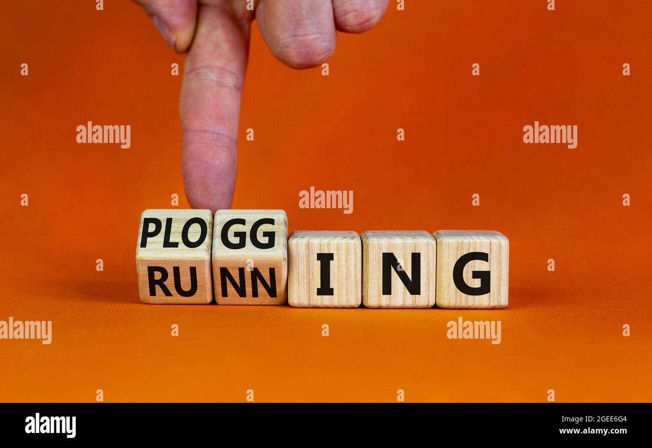 Running or plogging symbol. Runner turns wooden cubes and changes the ...