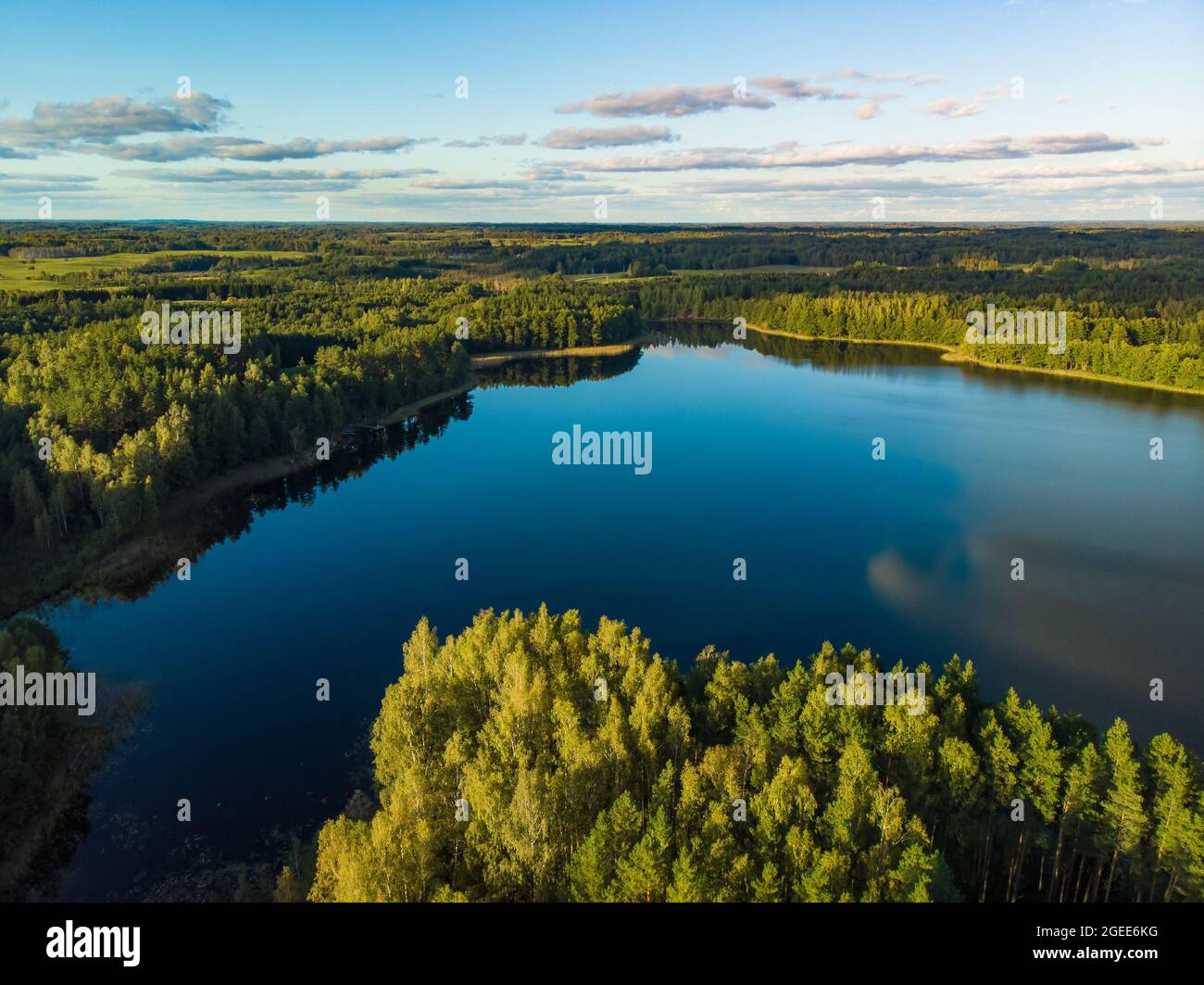 Beautiful aerial view of Moletai region, famous or its lakes. Scenic ...