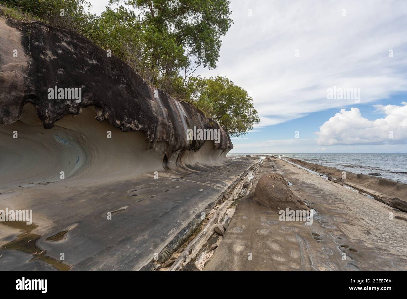 abstract rock shapes on the stony coast of borneo - malaysia Stock ...
