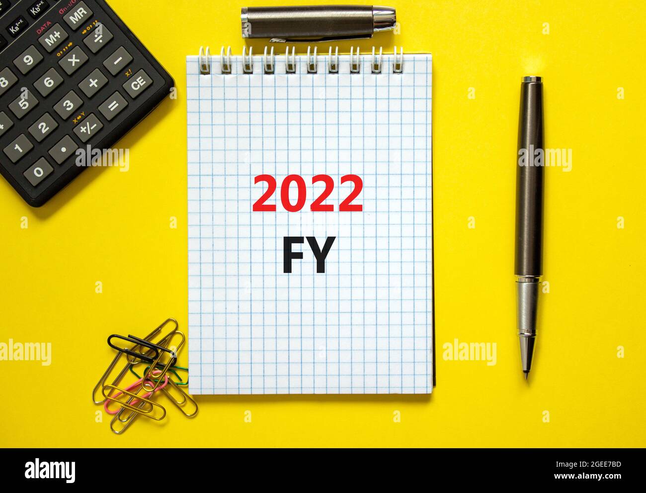 2022 FY fiscal new year symbol. White note, words 2022 FY fiscal year ...