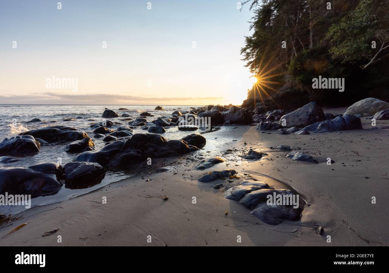 Mystic Beach on the West Coast of Pacific Ocean Stock Photo - Alamy