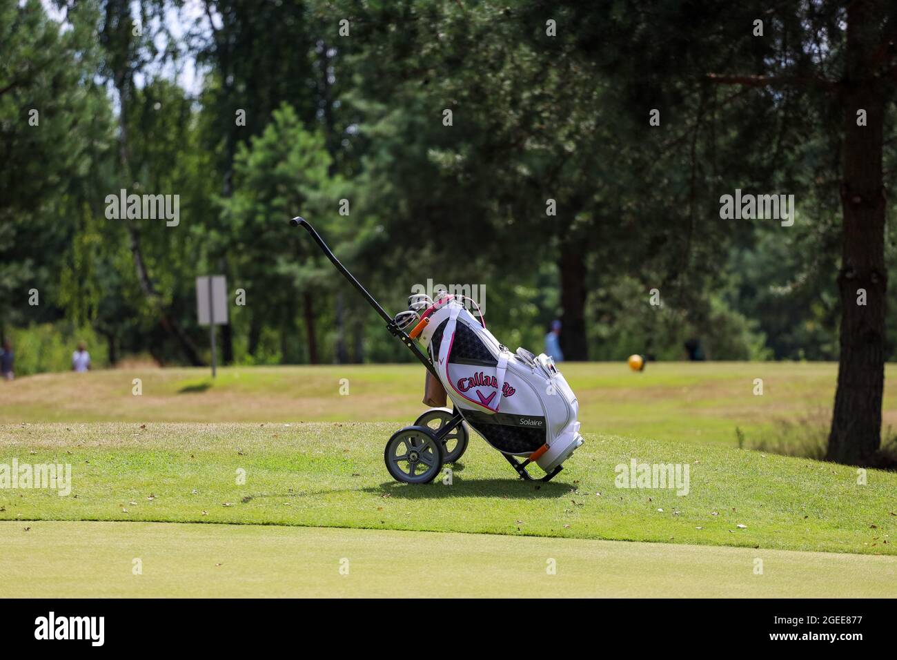 Minsk. Belarus - 25.07.2021 - Push-Pull Golf Carts on the field. Green ...
